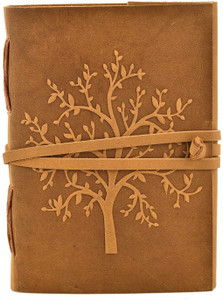 KRISHNA HANDICRAFTS Hand-Embossed Leather Diary with a Retro-Style Tree ...