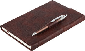 World One PU Premium Notebook & Classy Metallic Ball Pen in Pen Loop ...