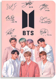 Flexible Solution BTS Pink Autograph Character A5 Notebook Ruled 96 ...