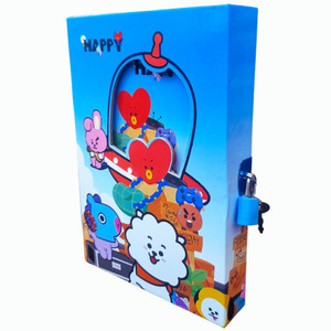 KARBD BT21 BTS K Pop Band Blue Heart Secret Lock Diary with Cover Box ...