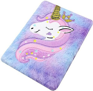 festaceleb traders Unicorn Notebook Fur Diary Rainbow Regular Diary ...