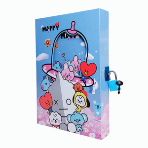 KARBD BT21 BTS K Pop Band Greyish Blue Secret Lock Diary with Cover Box ...