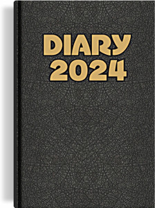 Pixel Black A5 Diary Ruled Bilingual with Planner for Year 2024 208 ...