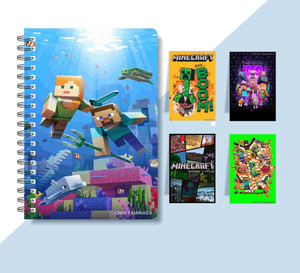 craft maniacs MINECRAFT DIARY & MAGNETIC BOOKMARKS A5 Notebook RULED ...