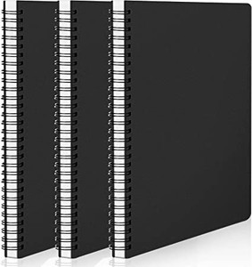 Eusoar Spiral Notebook Wide Ruled, 3pcs A5 120 Pages Black Lined ...
