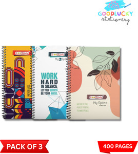 Goodlucky Spiral Notebook(A4,Pack of 3)(Ruled)(400Pages) with 9 Marshal ...