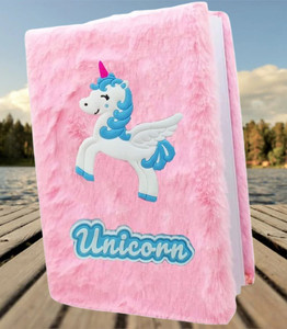 MAVB Unicorn Print Fluffy Diary – Soft Plush Cover Journal for Girls A5 ...