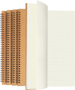 INNAXA Spiral Square Notebooks, Kraft Cover Notepad, 5mm Squared Grid ...