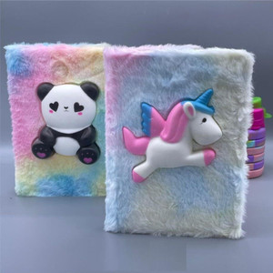 SaKha 3D Cute Cartoon Fuzzy Plush Notebook A5 Note Book Diary White ...