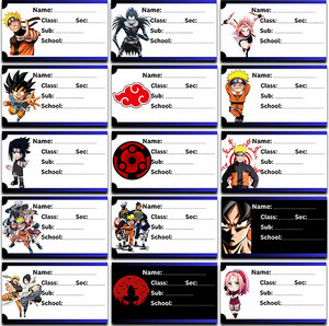 RINKON School Notebook Labels Anime (Count 30) School Name Stickers ...