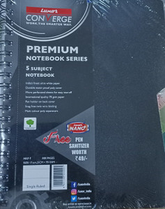 LUXOR 5 Subject Single Ruled Notebook with sanitizer- B5, 70 GSM, 300 ...