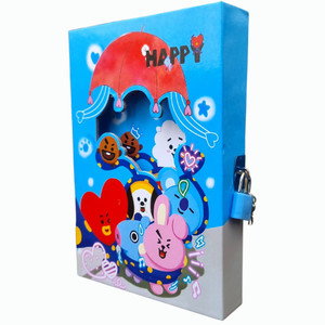 KARBD BTS BT21 K Pop Band Blue Secret Lock Diary with Cover Box Regular ...