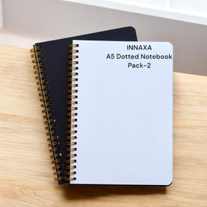 INNAXA A5 Black Dot Notebook,(Golden Wiro) A5 Notebook Dotted 60Sheet ...