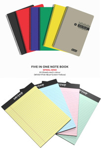 NEELGAGAN Spiral Notebook 45, 40 pages Each of 5 colors & Writeup Pad ...