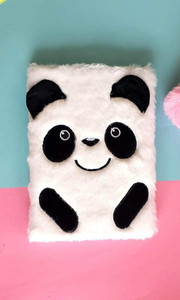 SPOT HUNT Soft Fur Cute Smiling Panda Notebook Journals Designer Diary ...