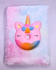 AMB Cute Squishy Donut Fur Diary, 3D Squishy Plus Fur Destress Donut ...