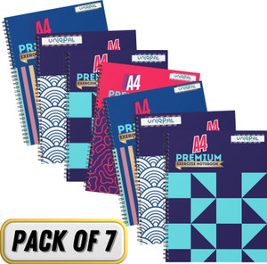 UNIQPAL Spiral-Bound Unruled Notebook 1400 Pages (200 PAGES X 7 ...