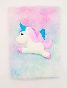 Barbarik Unicorn Fur Diary for Girls, Cute Unicorn Plush Notebook for ...