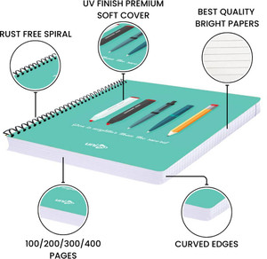 UNIGO Premium Spiral Binding A4 Notebook Plain/ Unruled Pages, 100 ...