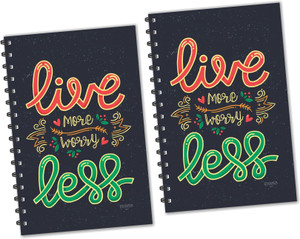 ESCAPER Live More Worry Less Designer Diaries (Ruled - A5 Size - Pack ...