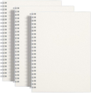 INNAXA Blank Notebook Spiral 3 Pack - A5 Unlined Notebook with Clear ...