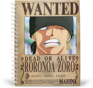 PurpleBees One Piece Roronoa Zoro Wanted DIARY A5 Diary Unruled 160 ...