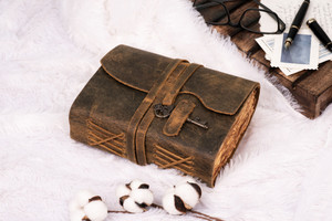 KNITTED STORIES Handmade Vintage Leather Diary with Key Closure A4 ...