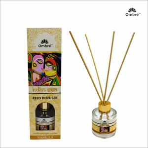 Ombre Glass Vanilla Reed Diffuser Set (100ml) with 5 Natural Reed ...