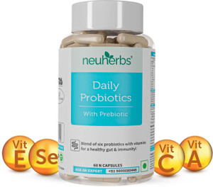 Neuherbs Daily Probiotics Supplement with Prebiotic, Vitamins for ...
