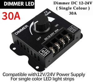 BALRAMA DC 12V/24V 30A Adjustable Dimmer Switch PWM Dimming Controller ...
