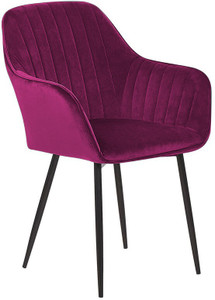 Finch Fox Ambar Unique Velvet Armchair with Armrest & Black Metal Base ...