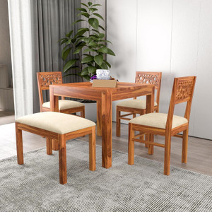 Flipkart Perfect Homes Solid Wood Four Seater Dining Set With Three ...