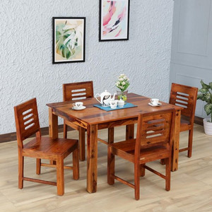 Isai Priya Solid Wood 4 Seater Dining Table With 4 Chairs Dining Room ...