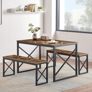 Flipkart Perfect Homes Table with 2 Benches for Wooden Dining Room Set ...