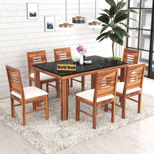 mp enterprises Sheesham Wood Marble Finish Table Top Dining set For ...