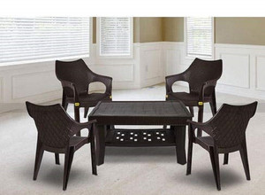 Anmol Sofa Chair with Table Set for Indoor/Outdoor use (Brown) (Set of ...