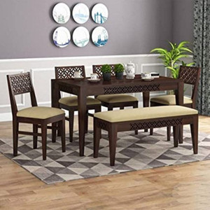 SHRI RAM ENTERPERISES Solid Wood 6 Seater Dining Table Price in India ...