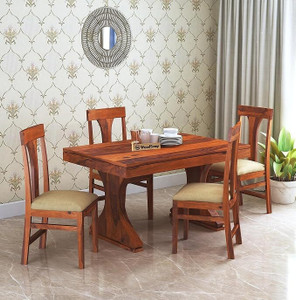 WOODSTAGE Solid Wood 4 Seater Dining Table Price in India - Buy ...