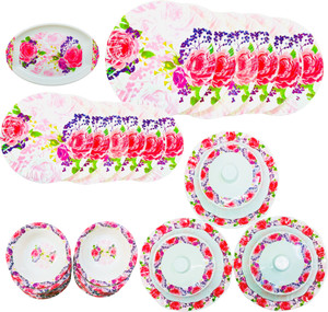 ROSE MARRY Pack of 49 Melamin RED Periwinkle Dinner Set Price in India ...