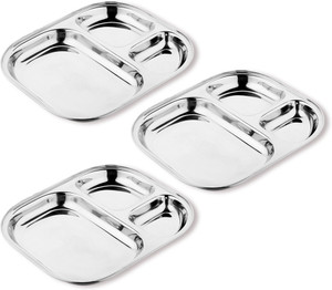 DOKCHAN Stainless Steel Partition Plate 3 in1 / Bhojan Thali / Dinner ...