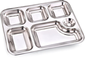 THE FOREVER Steel 6 in 1 Plates/Bhojan Thali/ Plates Set of 1 /Plates ...