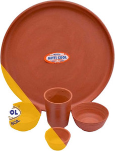MITTICOOL Earthenware Clay Dinner Set 12 inch Dinner Set Price in India ...