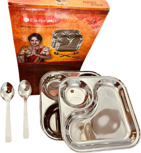 endurance Pack of 4 Stainless Steel Nasta Plate Set Dinner Set Price in ...