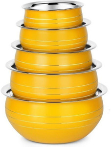 Nirvika Pack of 5 Stainless Steel powder coating handi set pack of 5 ...