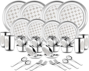 Classic Essentials Pack of 32 Stainless Steel Platinum Lazer Design ...