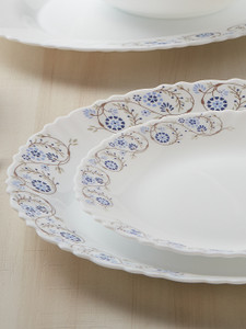 Larah by Borosil Pack of 6 Opalware Mist Fluted 6 Pcs 11" Inch Opalware ...