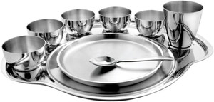 Shri & Sam Pack of 9 Stainless Steel Nifty Stainless Steel Thali, 9 ...