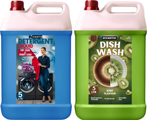 ZIVANTIX Detergent Liquid 5L & Dishwash Liquid 5L Natural, Plant Based ...