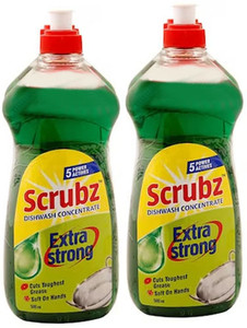 Scrubz Extra Strong Dish wash Liquid 1000ml (500ml*2) Dish Cleaning Gel ...