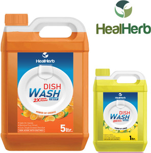HealHerb Dishwash Liquid with 5l Orange + 1l Yellow for oil & washes ...